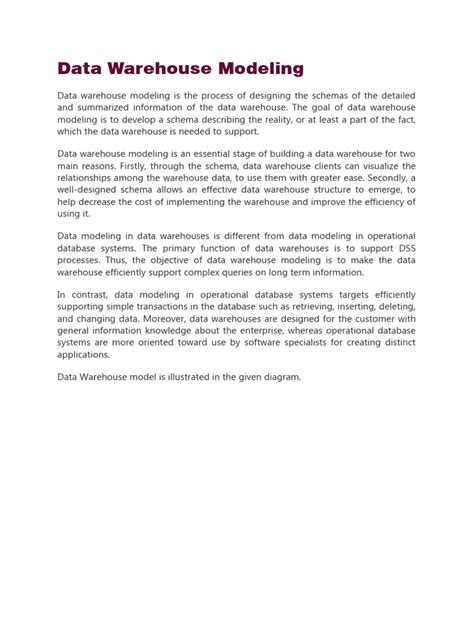 Data Warehouse Modeling Pdf Relational Database Data Model
