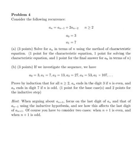 Solved Problem 4 Consider The Following Recurrence An