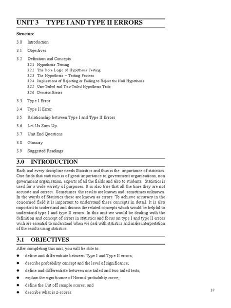 unit 3 type i and type ii errors structure pdf type i and type ii