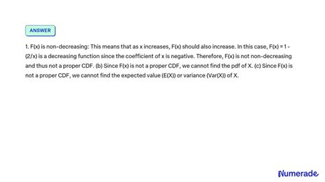 solved the random variable x has the cdf a verify that f is a