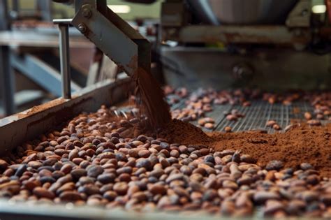 Cocoa Bean Processing In A Chocolate Factory Premium Ai Generated Image