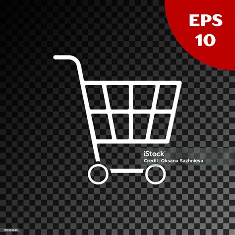 투명 한 어두운 배경에 격리 된 흰색 쇼핑 카트 아이콘입니다 온라인 구매 개념입니다 배달 서비스 기호입니다 슈퍼마켓 바구니 기호입니다 벡터 일러스트레이션 가방에 대한 스톡