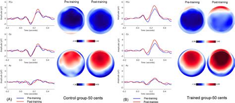 Grand Averaged Erp Waveforms Fcz Cz Pz And Topographical