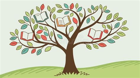 Tree With Book Leaves And Roots Foundations Of Knowledge And Learning Vector Design