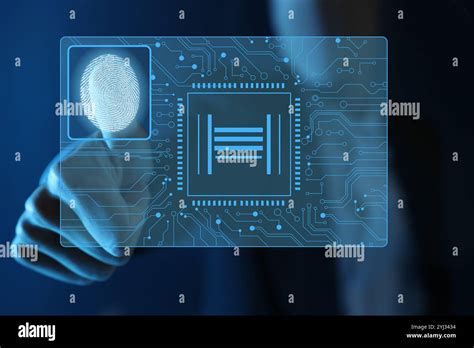 Businessman Scanning Fingerprint On Virtual Screen Biometric Security