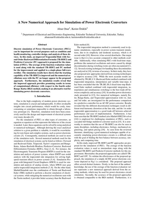Pdf A New Numerical Approach For Simulation Of Power Electronic