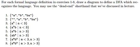solved texts for each formal language definition in exercises 1 8