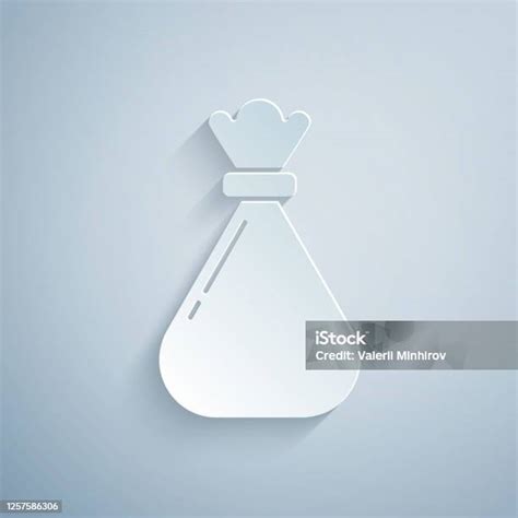 회색 배경에 격리 된 용지 봉투 아이콘을 잘라 종이 아트 스타일 벡터 일러스트레이션 3차원 형태에 대한 스톡 벡터 아트 및 기타