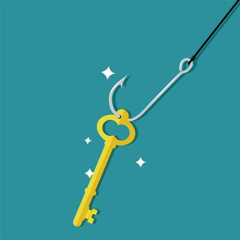 Fishing Rod With Key The Concept Of A Key Trap Vector Illustration