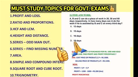 Syllabus Important Topics For General Quantitative Aptitude Youtube