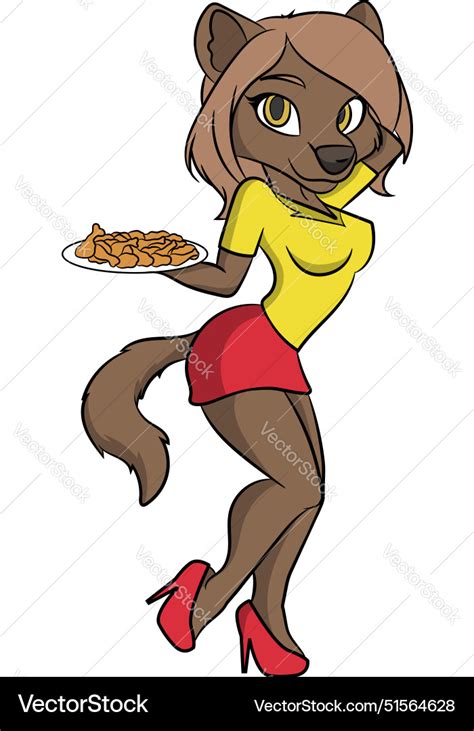 Brown Mongoose Cartoon Sexy Mascot Server Fast Foo
