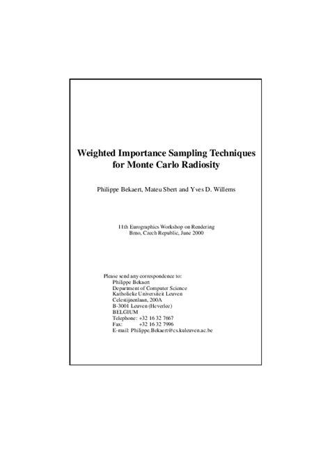Pdf Weighted Importance Sampling Techniques For Monte Carlo Radiosity