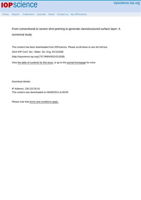 Pdf From Conventional To Severe Shot Peening To Generate Nanostructured Surface Layer A