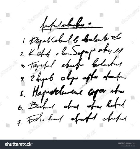 Handwritten Unreadable Text Abstract Illegible Handwriting Stock Vector