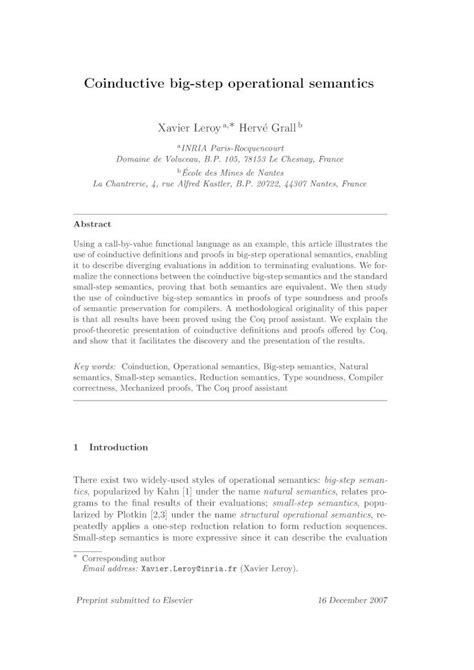 pdf coinductive big step operational semanticscoinductive big step