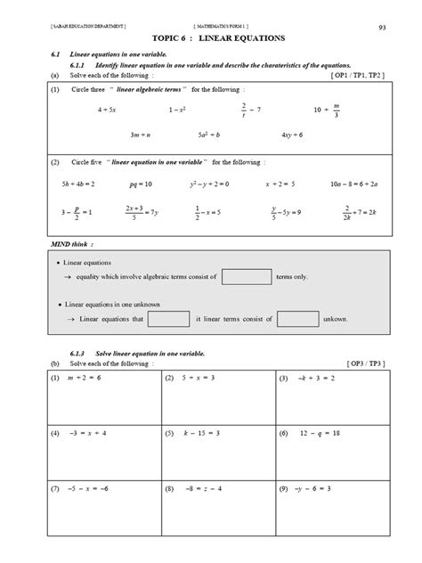 Chapter 6 Linear Equations Pdf Equations System Of Linear Equations