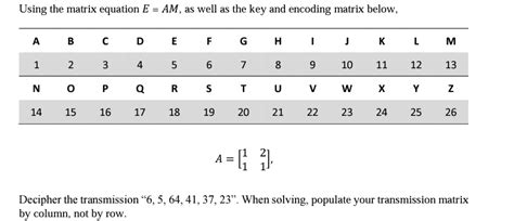 Solved Using The Matrix Equation Eam As Well As The Key