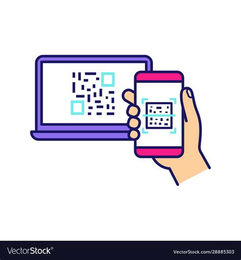 Qr Code Scanning Smartphone App Color Icon Vector Image