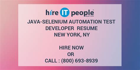 Java Selenium Automation Test Developer Resume New York Ny Hire It People We Get It Done