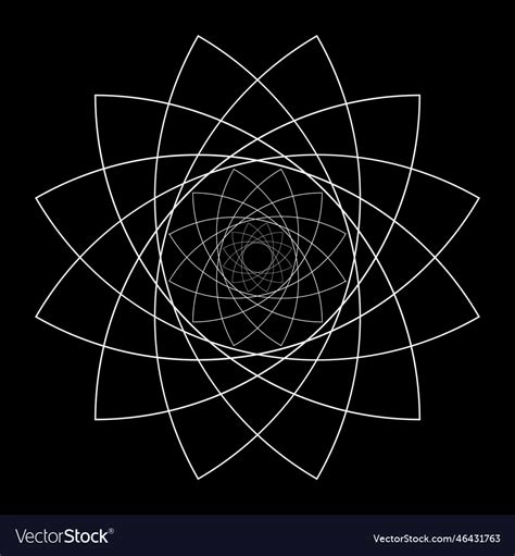 White Graphic Flower Shape Spirograph Template Vector Image