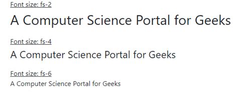 Bootstrap Text Font Size GeeksforGeeks