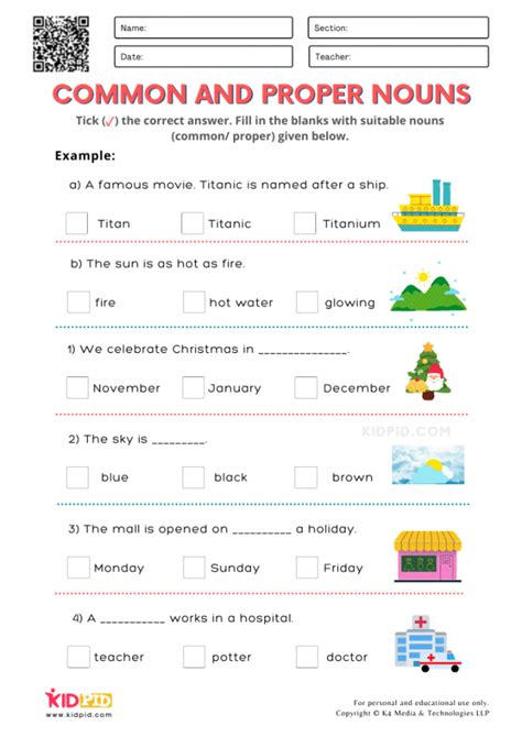 Common Proper Noun Matching Worksheet Common And Proper Nouns