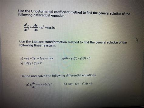 solved use the undetermined coefficient method to find the