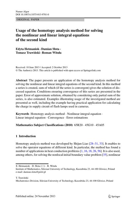 Pdf Usage Of The Homotopy Analysis Method For Solving The Nonlinear
