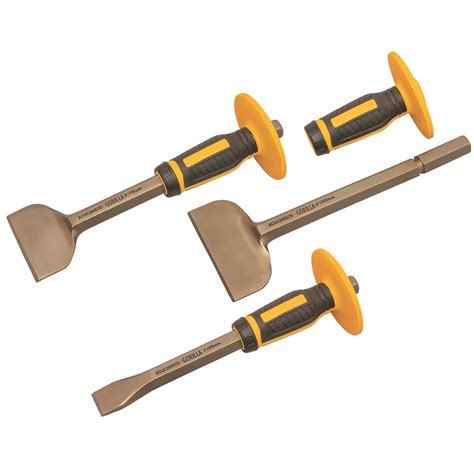 Roughneck Guarded Bolster And Chisel Set 3 Pack Screwfix