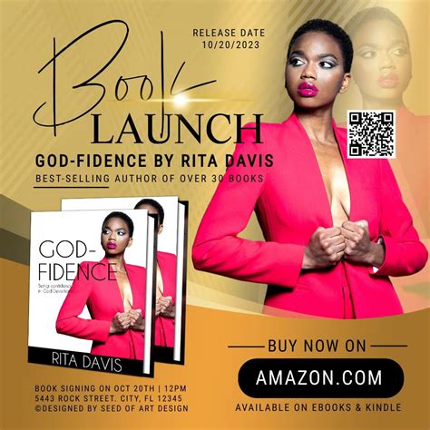 Editable Black And Gold Professional Book Launch Release Marketing Template Signing Author