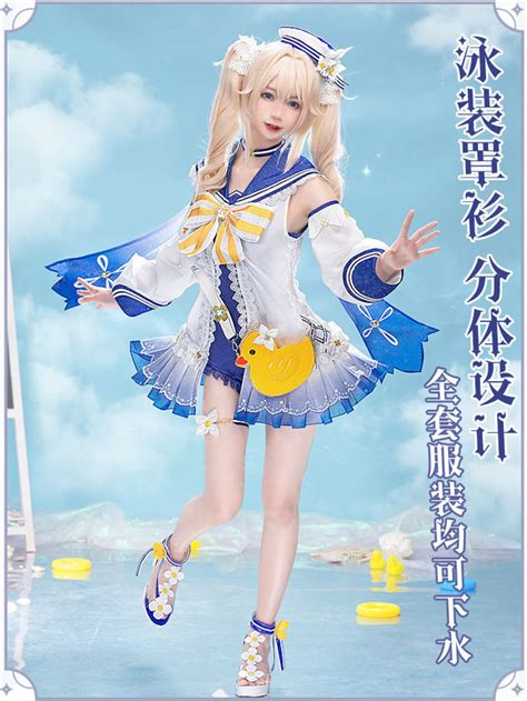 Best Quality Barbara Swimsuit Genshin Impact Cosplay Costume Full Set Made To Order Etsy
