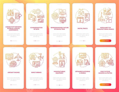 Mobile App Screen Set For Onboarding A Digital Twin Vector Icon