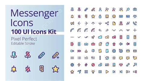 pixelperfect rgb color ui icons kit for messenger application vector