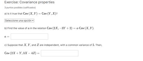 Exercise Covariance Properties Puntos StudyX