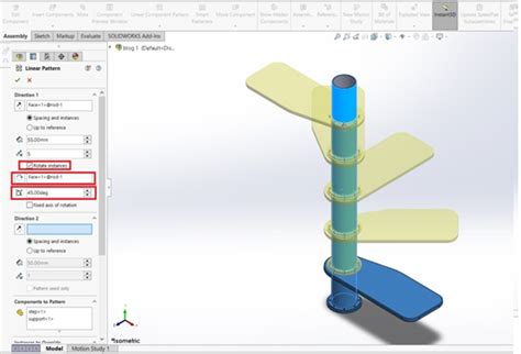 Linear Pattern With Rotation In Solidworks Assembly P Cad Cam