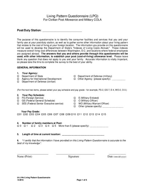 Eforms State Govformsds1996living Pattern Questionnaire Lpq For