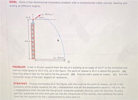 solved goal solve a two dimensional kinematics problem with