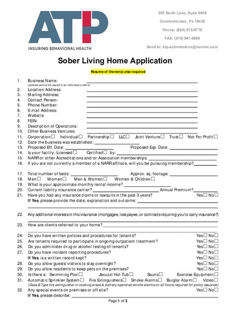 2018 2026 Form Atp Sober Living Home Application Fill Online Printable