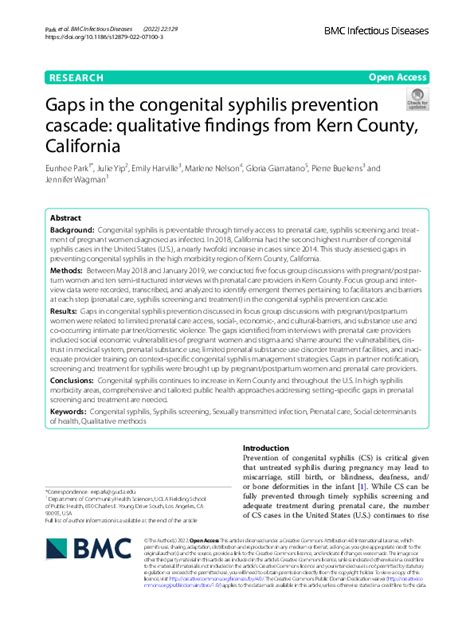 Pdf Gaps In The Congenital Syphilis Prevention Cascade Qualitative