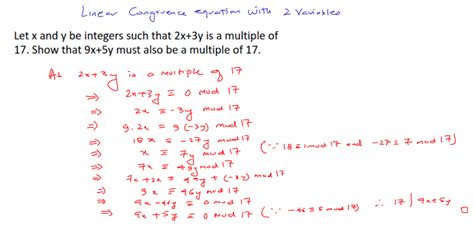 linear congruence equation with 2 variables sumant s 1 page of math
