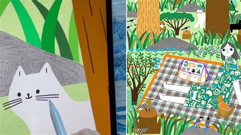 처음으로 소풍나와 댕청미 뿜뿜하는 반려견과 그 모습이 귀여운 반려인을 아이패드로 그려보는 과정 Ipad Drawing Youtube