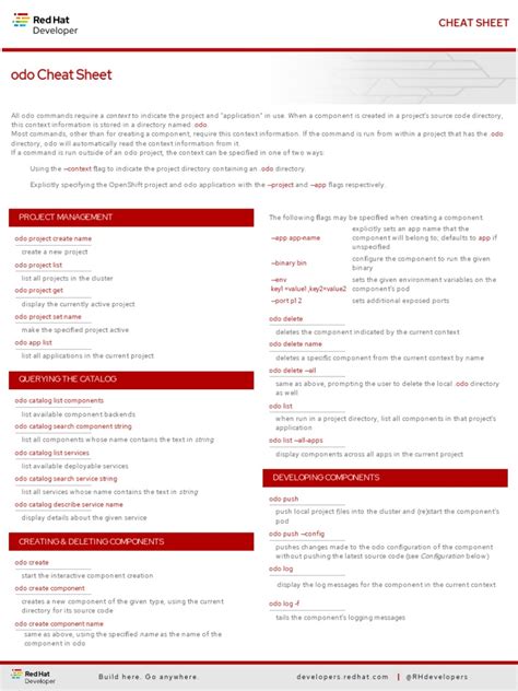 Odo Cheat Sheet Download Free Pdf Computing Business