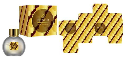 포장 디자인 금 고급 상자 템플릿 및 모형 상자 일러스트 벡터와 향수 또는 화장품 용기에 라벨 개념에 대한 스톡 벡터 아트 및