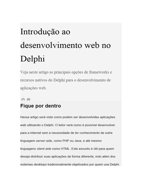 Introdução Ao Desenvolvimento Web No Delphi Pdf