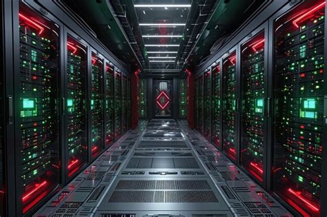 premium photo server racks in server room data center generative ai