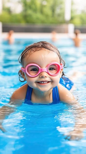 A Joyful Girl Dives Into A Sparkling Blue Pool Capturing The Essence Of