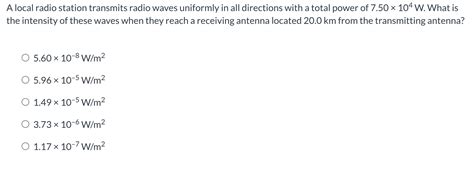 Solved A Local Radio Station Transmits Radio Waves Uniformly