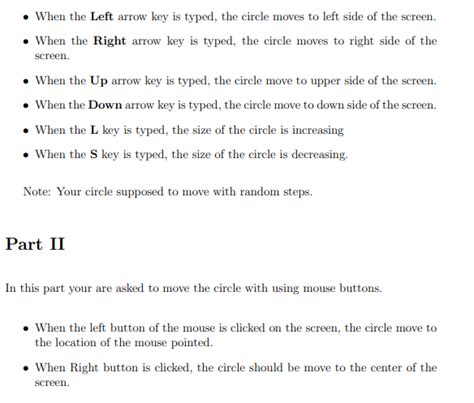 Solved When The Left Arrow Key Is Typed The Circle Moves Chegg