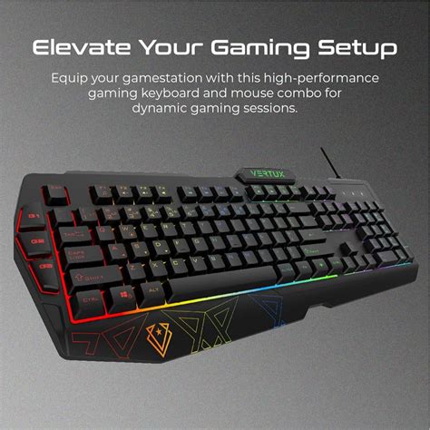 Vertux Vendetta Wired Gaming Keyboard And Mouse Rainbow Backlight 104