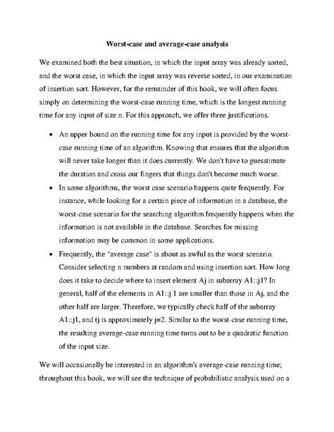 Worst Case And Average Case Analysis However For The Remainder Of